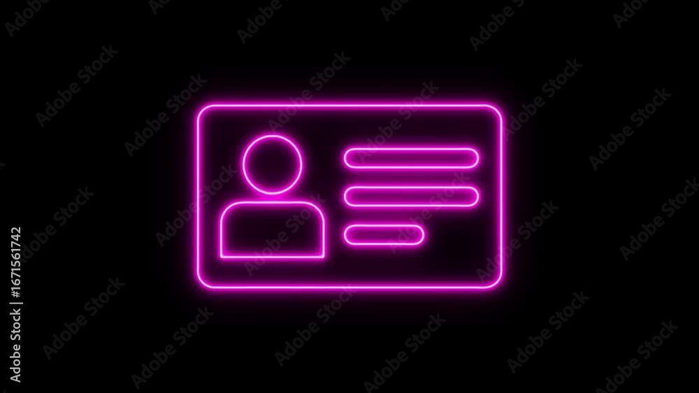 Neon NID card verify icon. Man profile verify account icon. Id card ...