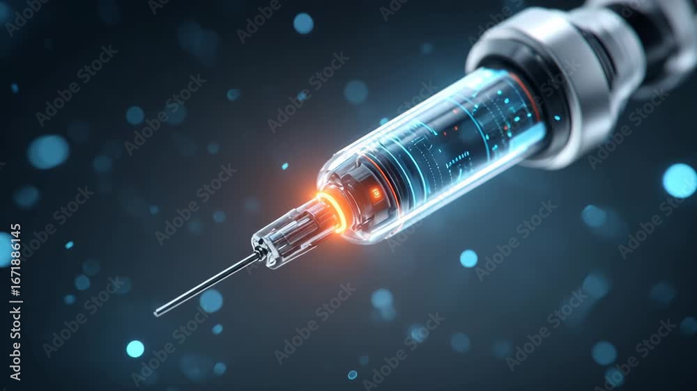 Futuristic syringe needle injection vaccine biotech ai sterile device ...