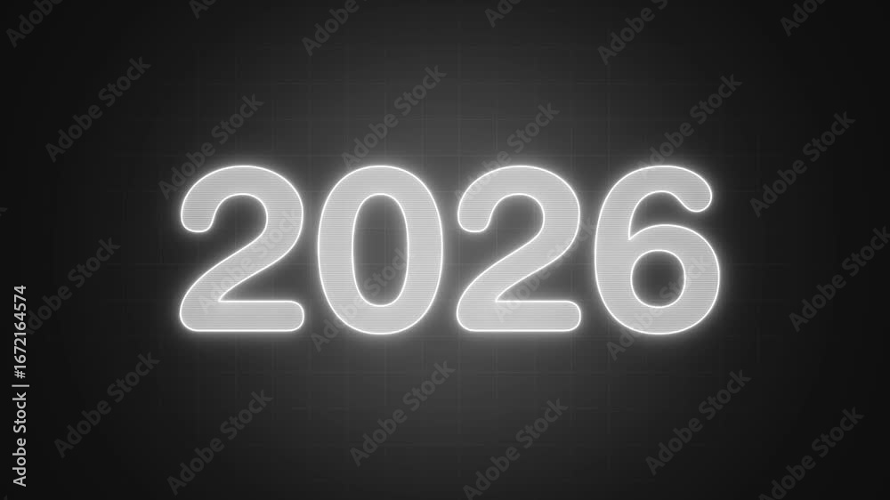 2026 neon line text animation. Glowing 2026 number text animation ...