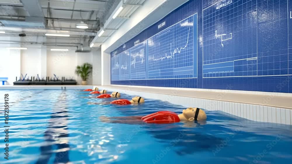 Video Stock Rescue Training Facility: Scene of State-of-the-art swim ...