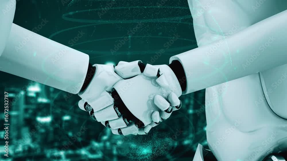 Internet connection controlled by AI robot huminoid and machine ...