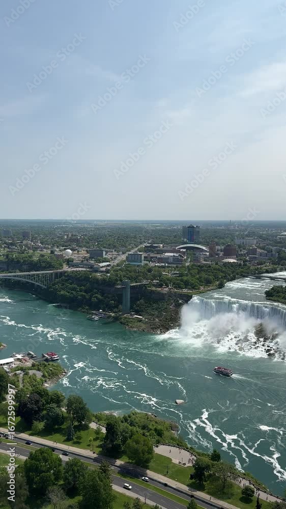 PAN SHOT - The American Falls and Bridal Veil Falls, the U.S. Customs ...