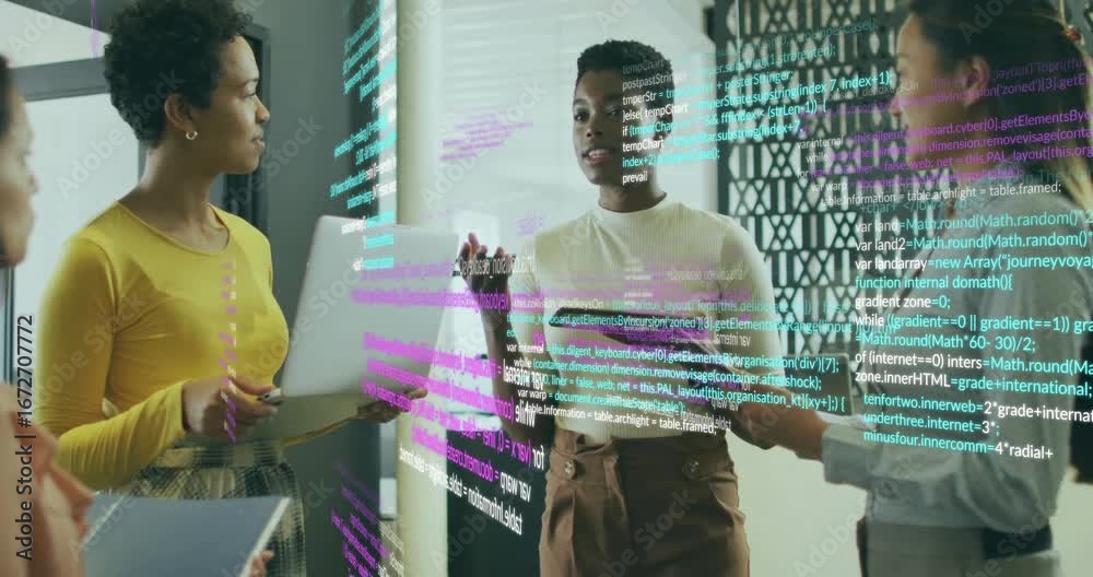 developers initiating code discussion for debugging while animated code ...