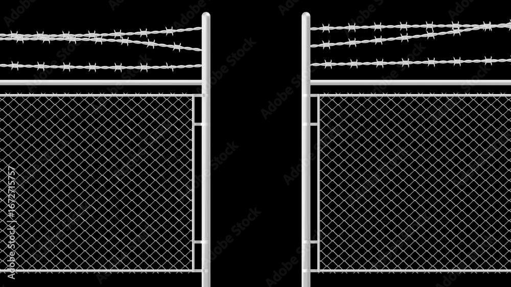 Realistic prison door closing and opening animation on a transparent ...