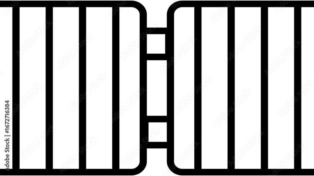 Realistic prison door closing and opening animation on a transparent ...