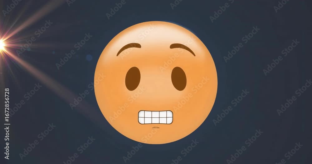 On start animated orange face cycling tense eye blinking and gritting ...