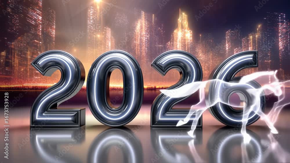 2026 city night glowing horse 2026 brings excitement 2026 filled with ...