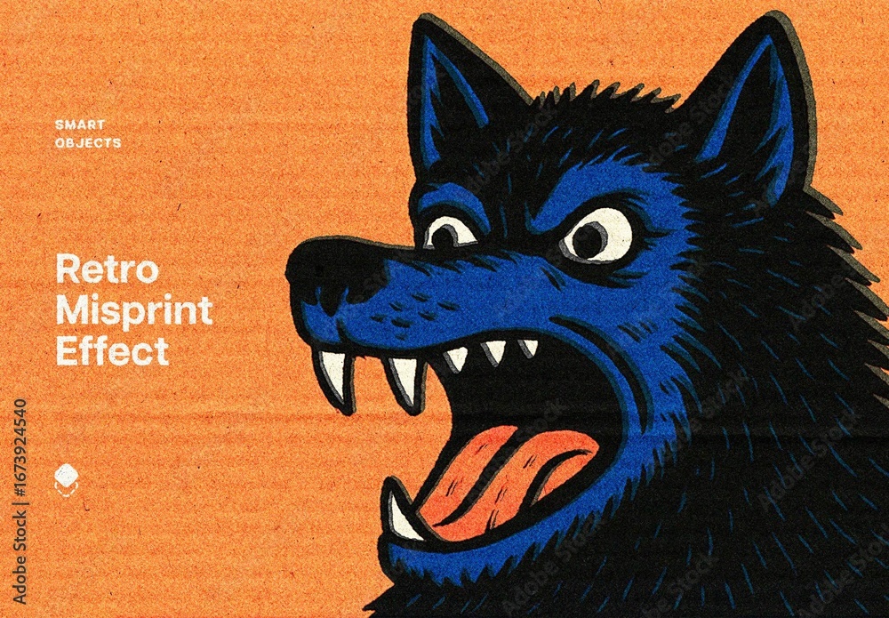 Retro Misprint Design Effect Mockup Stock Template | Adobe Stock