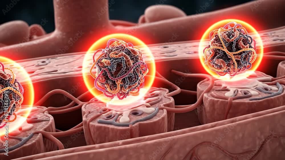 Immune Complexes Targeting Kidney Tissue - Microscopic 3D medical ...
