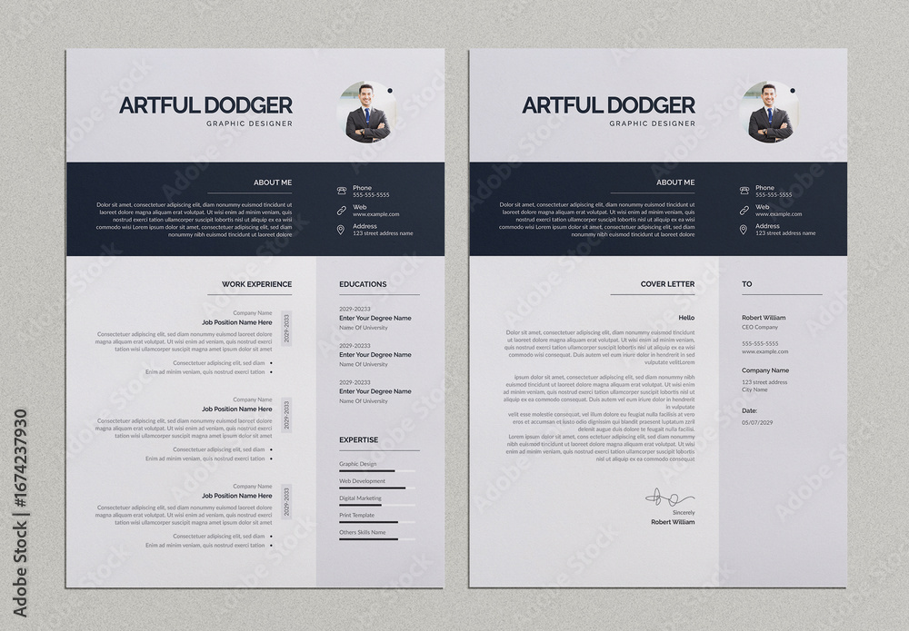 Creative Resume Layout with Cover Letter Stock Template | Adobe Stock