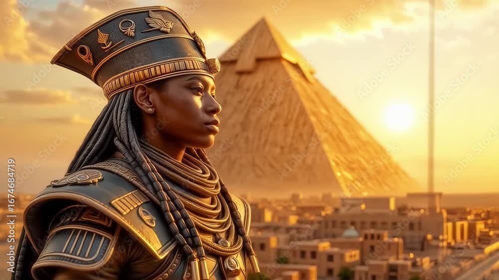 Egyptian warrior guarding the Great Pyramids, great commander on the ...
