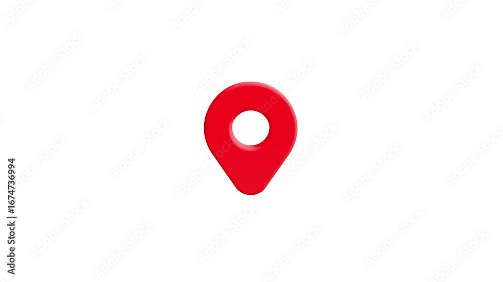 Red Map Pointer 3D Rotating and Jumping Animation, 3D red map location ...