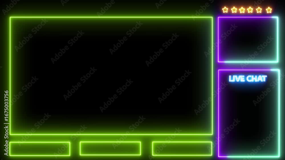 Neon animated intermission stream overlay with hud facecam border ...