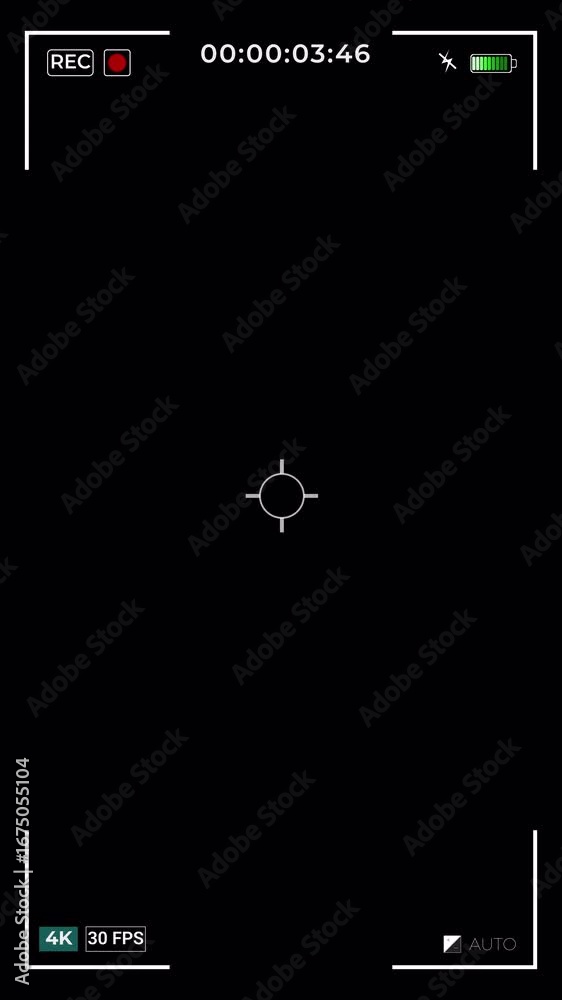 Recording camera screen interface with timer on alpha channel and a ...