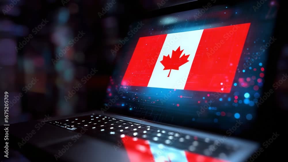 Laptop screen with digital tax warning notification glowing, faint ...