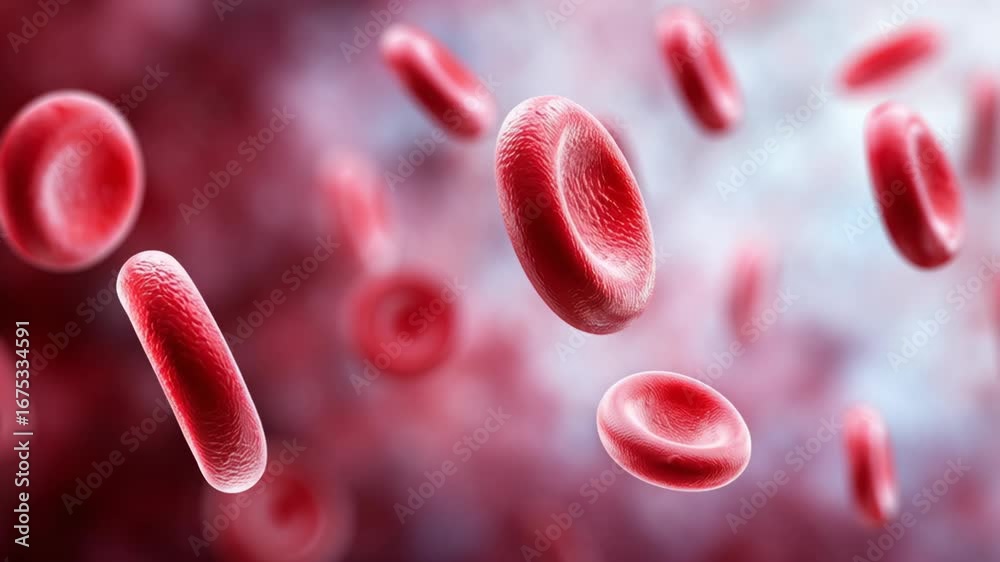 Red Blood Cells in Motion Under Microscope View for Hematology and ...