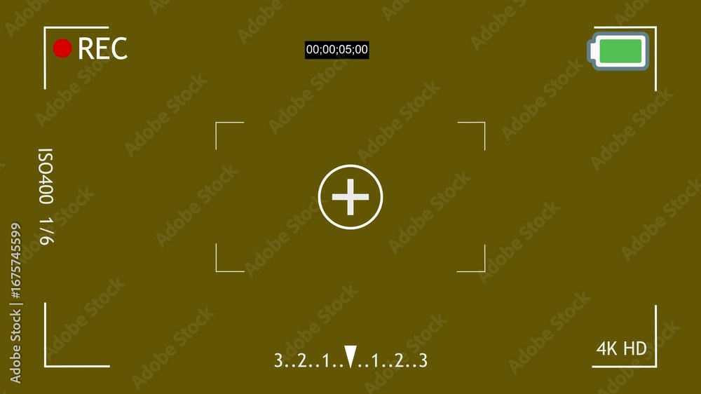 Camera Recording Screen Interface with R E C Indicator Timer Battery ...