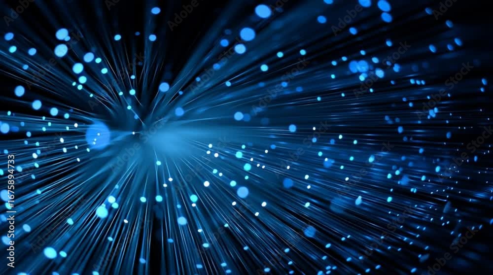 Abstract macro journey inside fiber optic cables, where countless ...