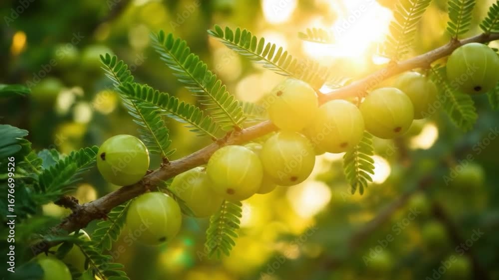 Amla fruit branch with green berries natural health and beauty Stock ...