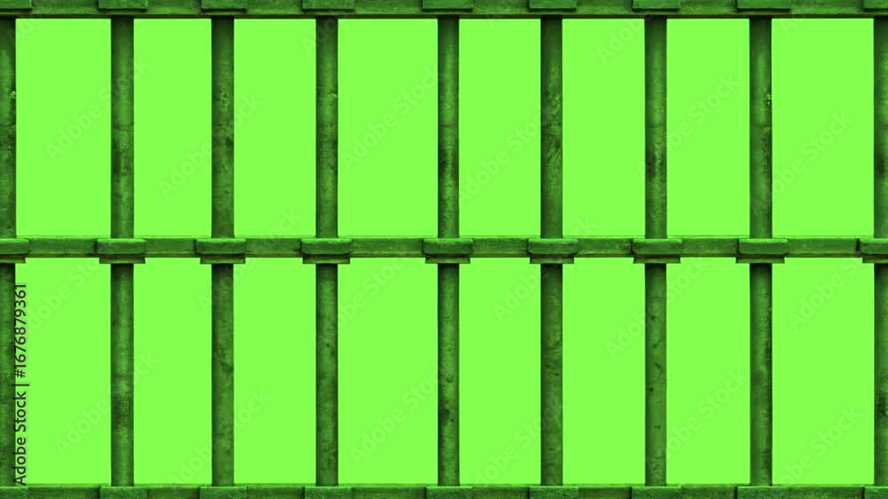 Prison jail cell with metal security bars, detention facility interior ...