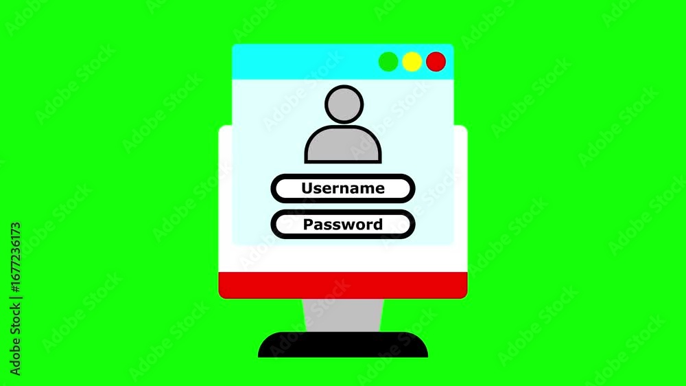 Pop-up animation on the website page on the computer screen by entering a username and password ...