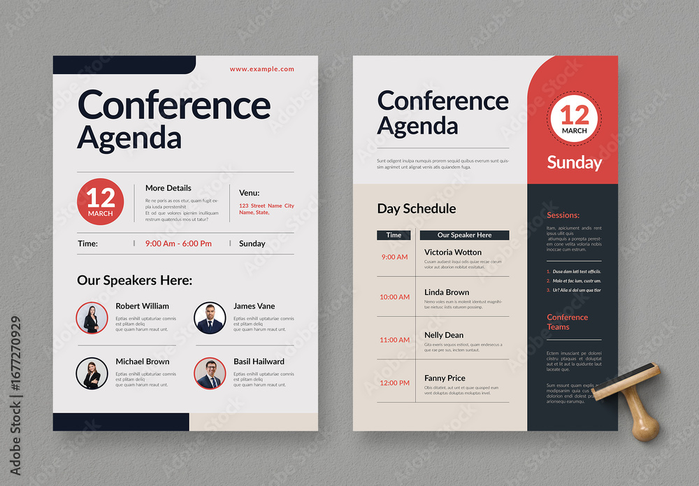 Conference Agenda Template Layout Stock 템플릿 | Adobe Stock