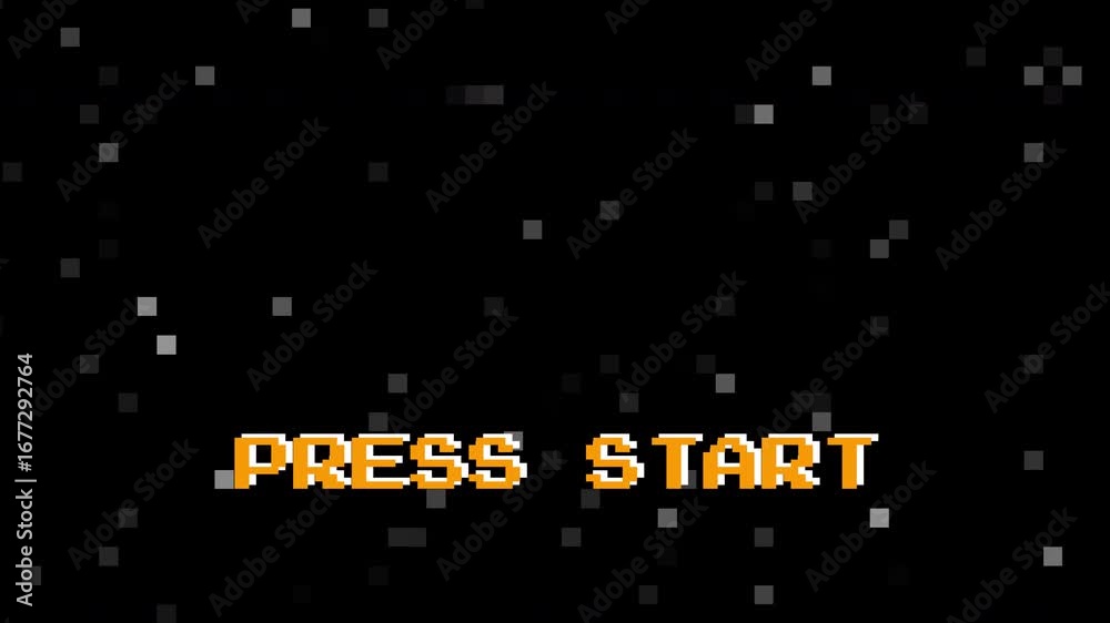 Retro arcade PRESS START animation in 8-bit pixel style, created as a ...
