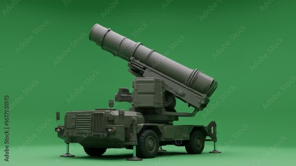 SAM Launcher on Green Screen - A military surface-to-air missile ...