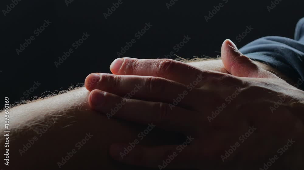 male body hair with artificial light macro video. Close-up of hairy ...