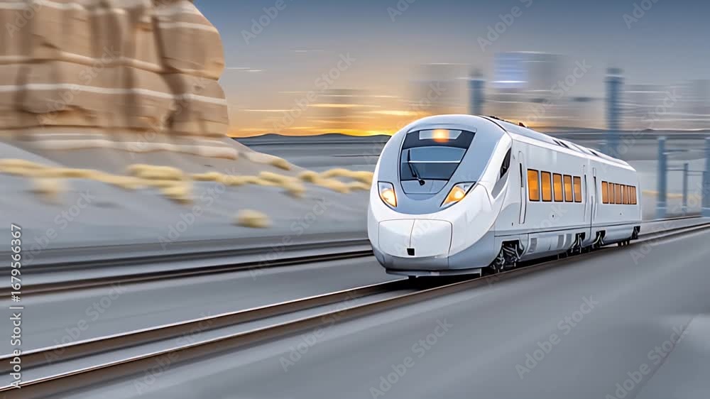 Luxury express rail AI generated video high-speed train motion blur ...