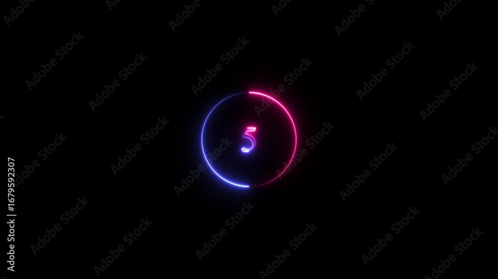15 seconds countdown timer animation. Neon circle Fifteen seconds ...