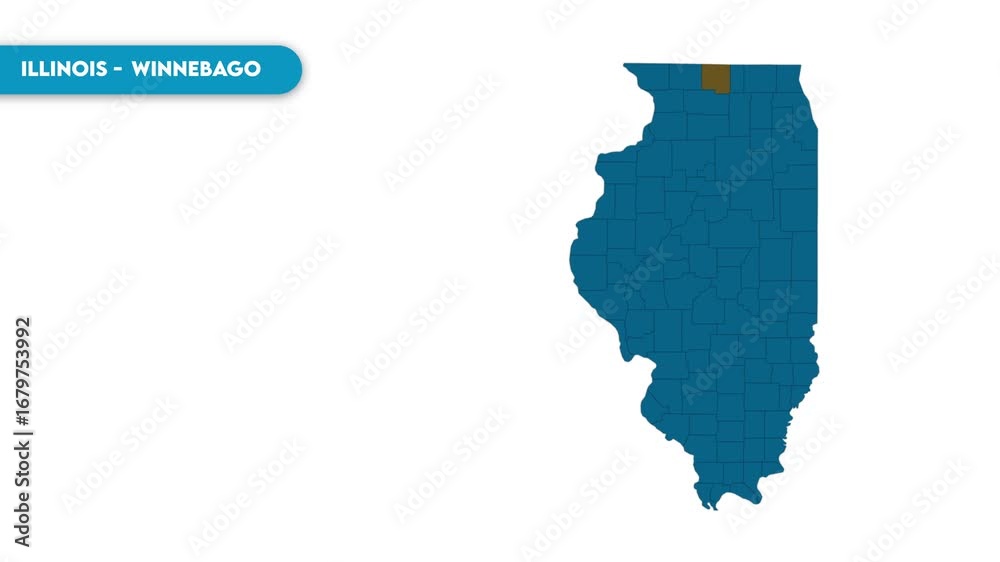 Winnebago Map Video, Illinois map, Illinois United States, Political ...