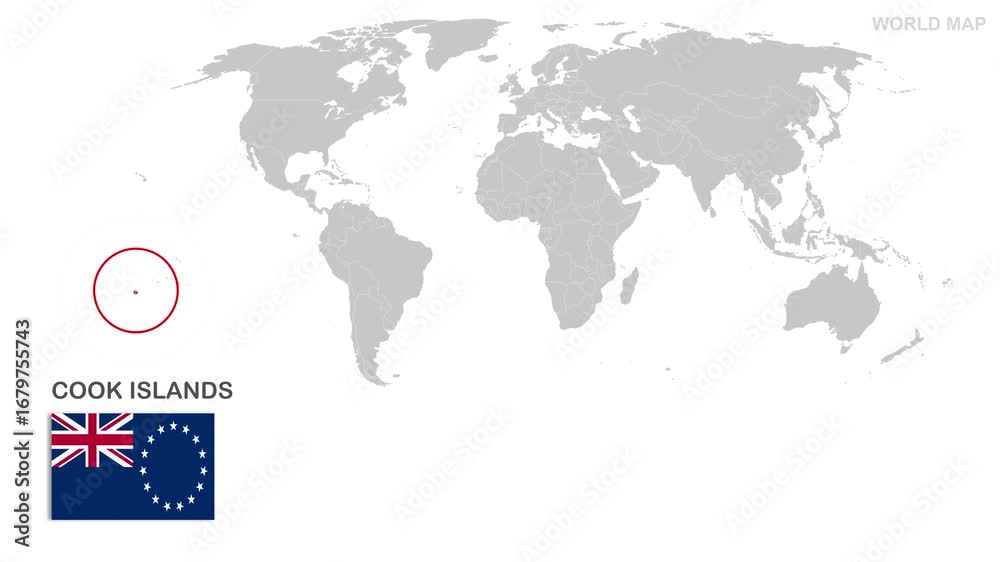 Cook Island Map Video, highlighted in the world map with national flag ...