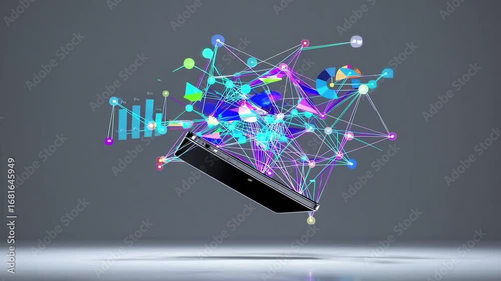visual representation of analytical graphs and data charts emanating ...