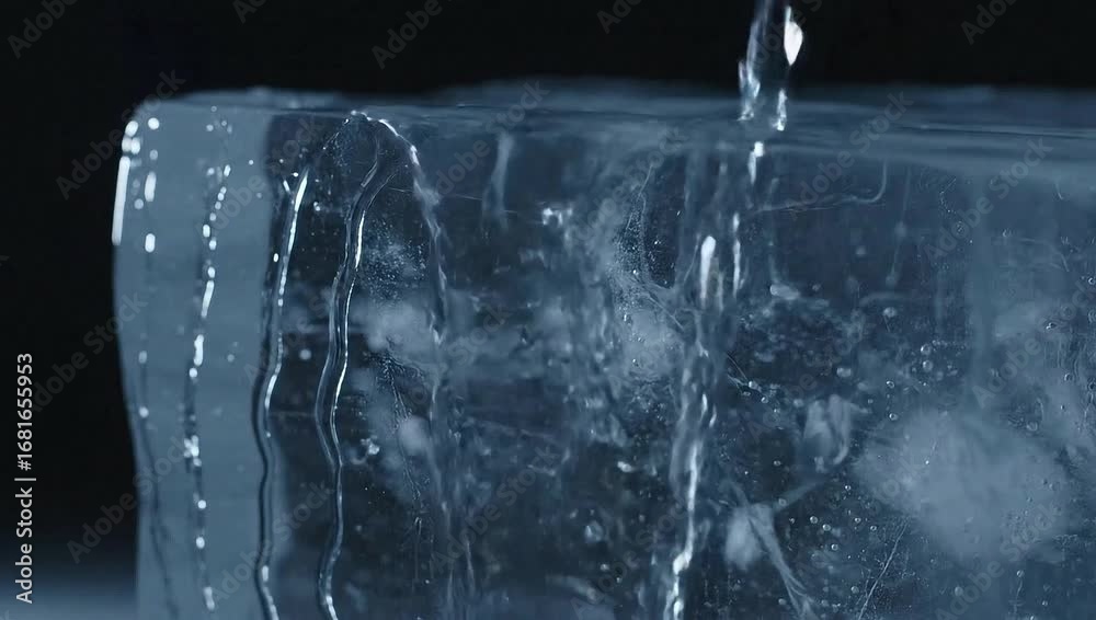 Frozen Flow: A captivating close-up showcases water gracefully ...