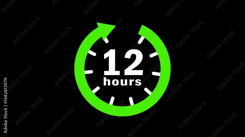12-hour time limit animation. minimalist 12-hour timer motion graphic ...
