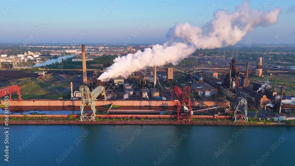 Zug Island, ESS Coke battery and Steel Mill at River Rouge, Michigan on ...
