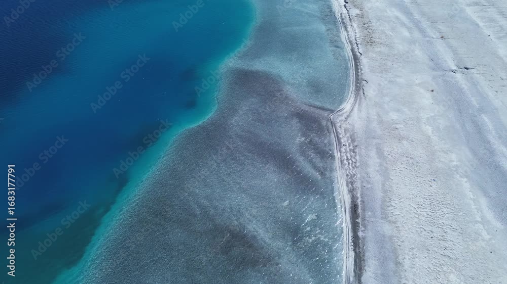 Lake Salda, with its blue water and white shores, resembles the ...