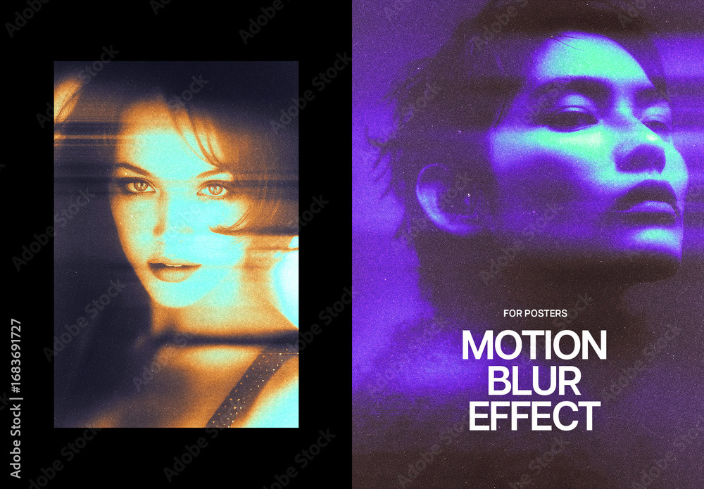Horizontal Blur Poster Photo Effect Mockup Stock Template | Adobe Stock