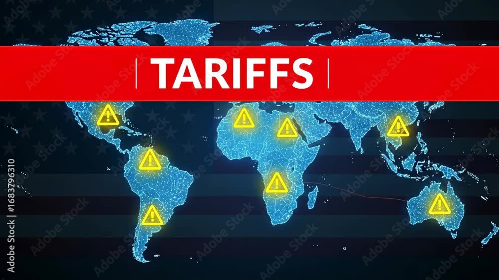 Global Tariffs Impact - A glowing world map displays the impact of ...