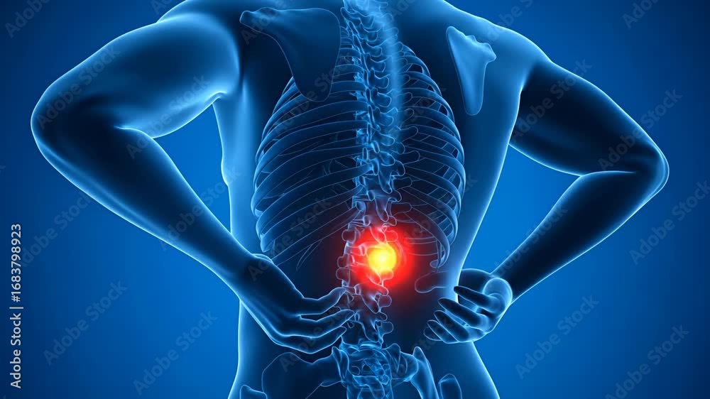 Herniated Disc Back Pain Illustration - A 3D medical illustration shows ...
