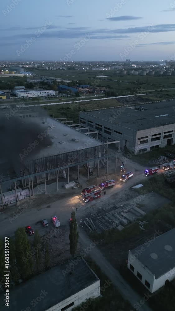 Police and firefighters teamwork at night. Night life in a criminal ...