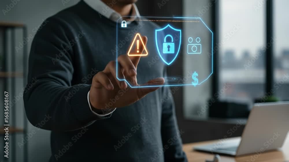Cyber Security Man Navigating Digital Shield, Protecting Data, and ...