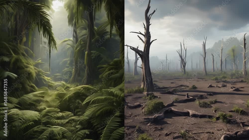 Deforestation Impact Comparison. Before and After – Lush Jungle vs ...