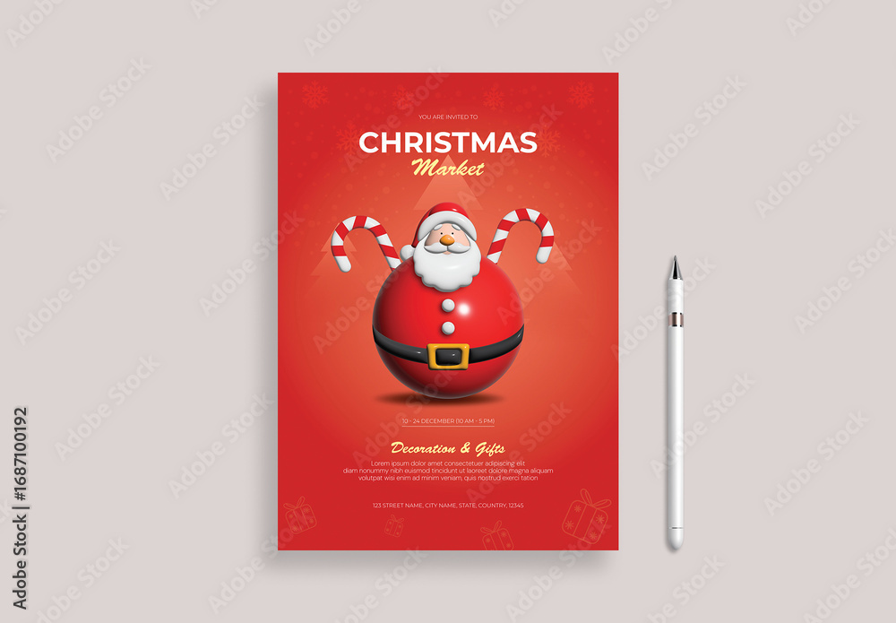 Christmas Holiday Market Sales Flyer Layout Stock Template | Adobe Stock