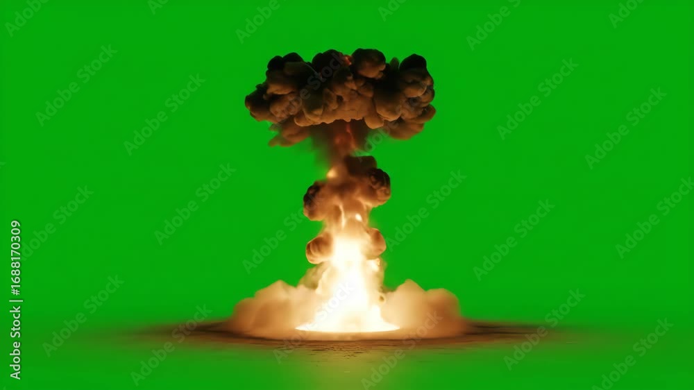 Nuclear bomb is exploding violently smoke exploded into a mushroom ...