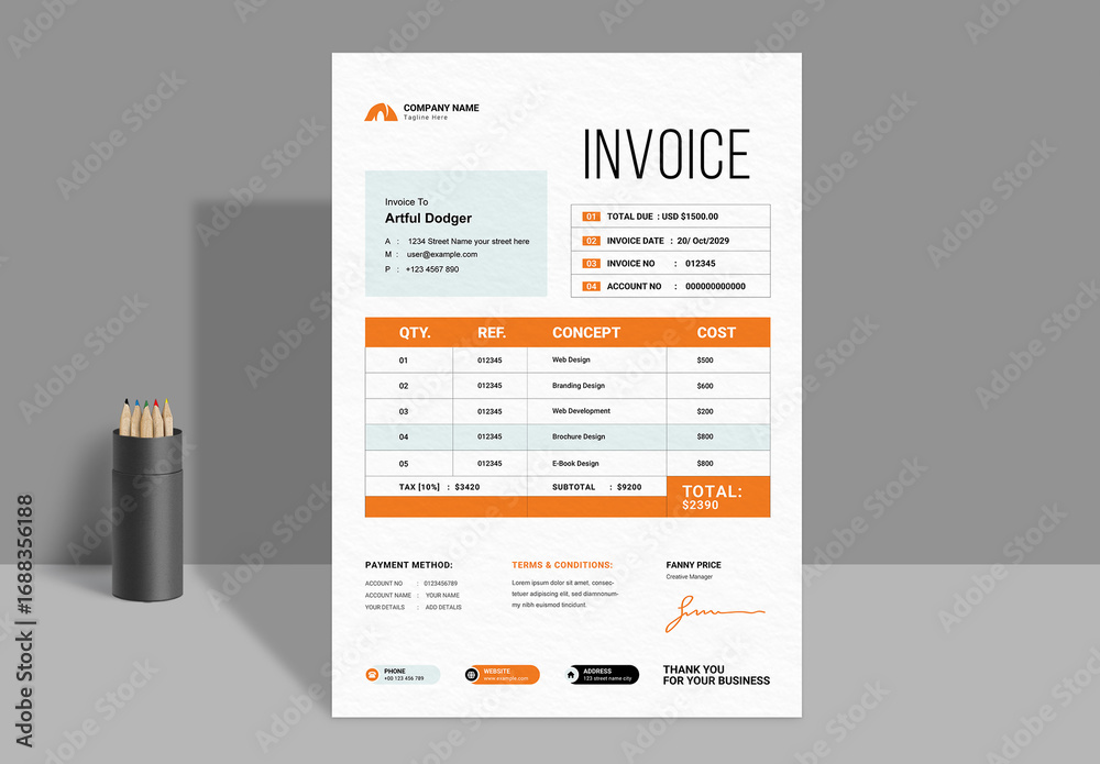 Invoice Layout Stock Template | Adobe Stock