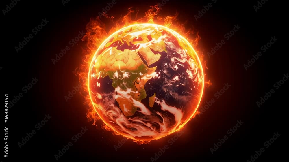 High-resolution digital render depicting Earth's surface disintegrating ...