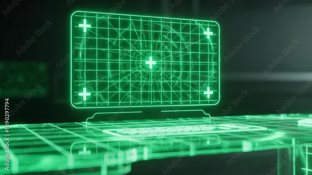Dynamic Camera Pan Around a Futuristic Sci-Fi Workstation with a ...
