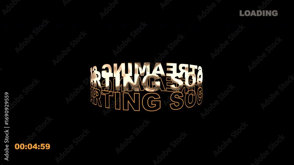 Streaming starting soon text animation with countdown timer and loading ...